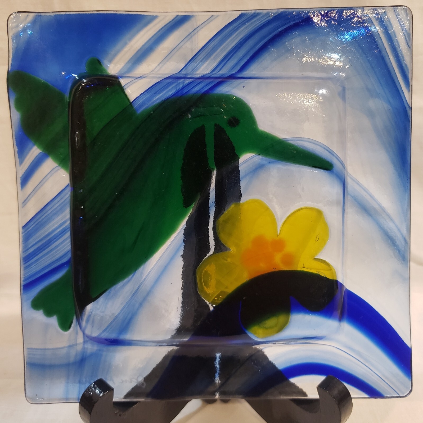 Mitchell Larson Glass Studio Signed Jan Mitchell 6"x6" Fused Glass ...