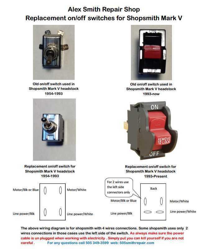 NEW For Shopsmith Mark V510 V520 V Series on Off Power Switch 4-Pins | eBay