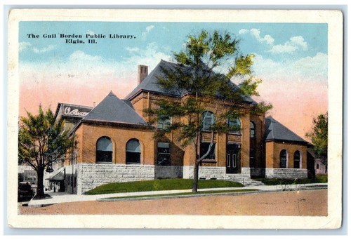 1915 The Gail Borden Public Library Building Elgin Illinois IL Antique ...