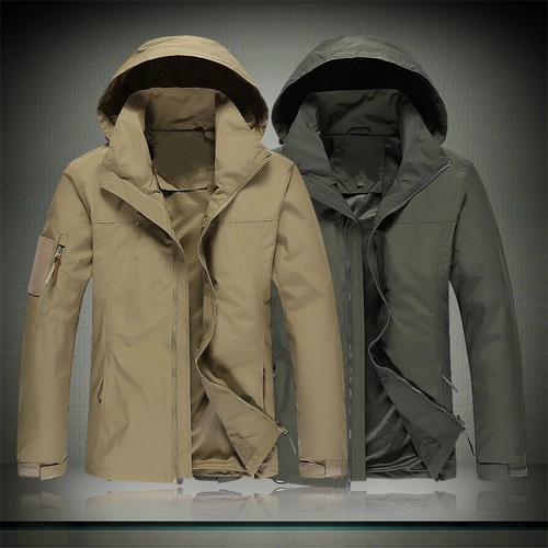 Men Single Layer Jacket Hooded Coat Military Tactical Outdoor Hunting ...