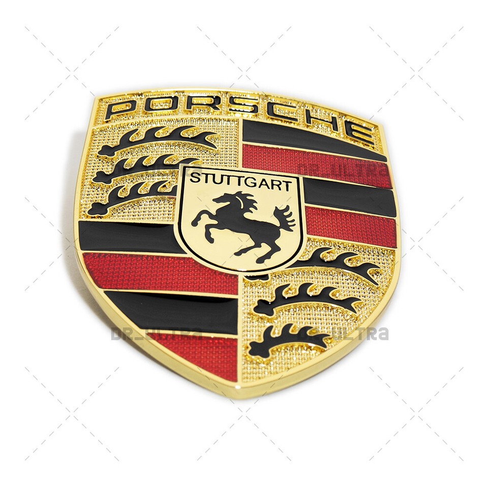 Gold Hood Crest 911 996 997 930 Badge Emblem Cayenne Boxster Cayman ...