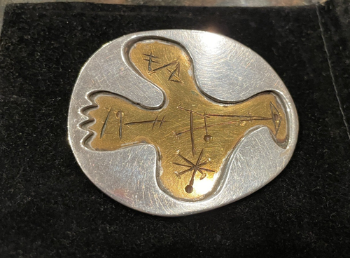 Vtg ED LEVIN Pin Brooch Silver Gold SIGNED Peace Dove Early 60s ...