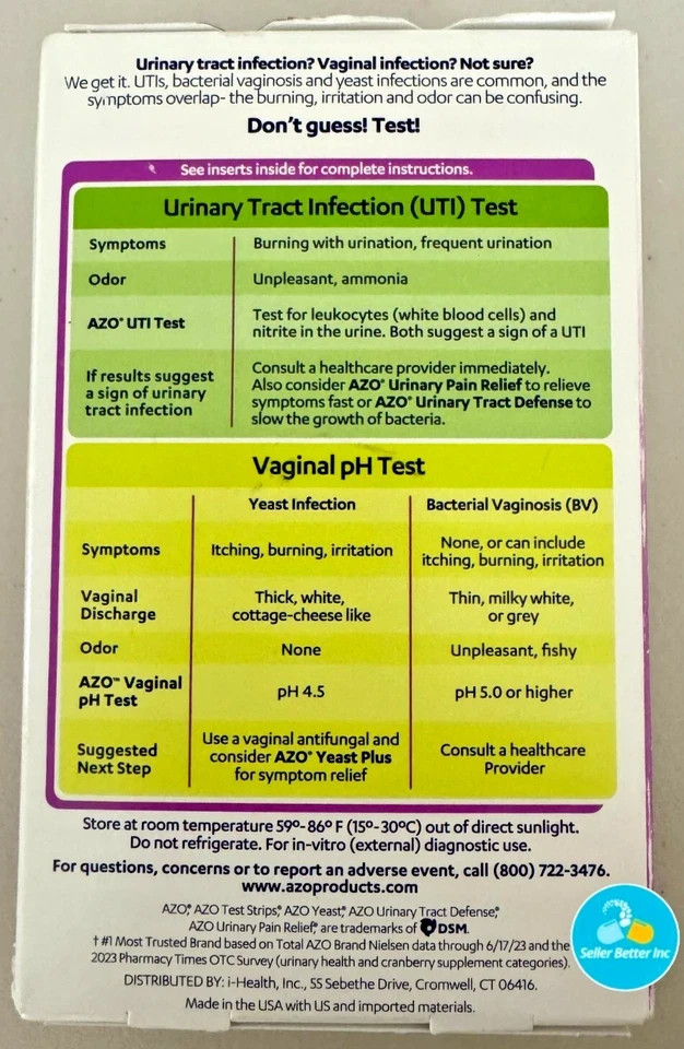 AZO UTI Test Strips + Vaginal pH Kit - 3 Tests - (Exp. 06/2026+) Sealed ...