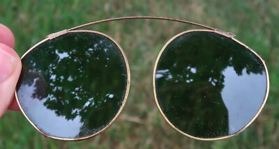 Antique FLEXIBLE Clip On AVIATOR SUNGLASSES - Gold Wire Rim, Green ...