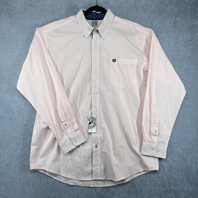 Cinch Men's Pin Stripe Button Down L/S Western Shirt Peach/White ...