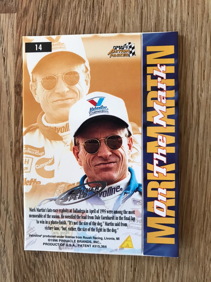 1996 Pinnacle Action Packed Credentials Silver Speed Mark Martin #14 | eBay