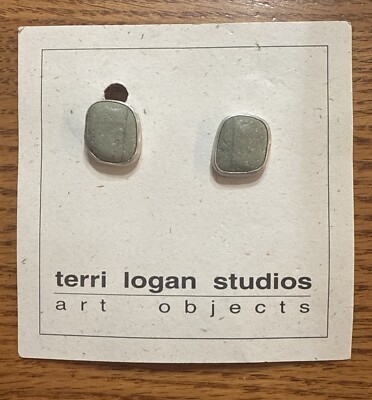 Terri Logan Green Jasper Silver Clip On Earrings | eBay