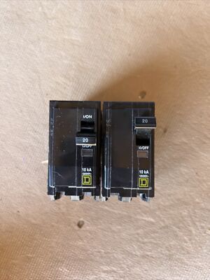 2 Square D QO220CP Miniature Circuit Breaker - 20 A, 2 Pole, 120/240 ...