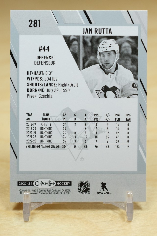 2023-24 O-Pee-Chee Base #281 Jan Rutta - Pittsburgh Penguins | eBay