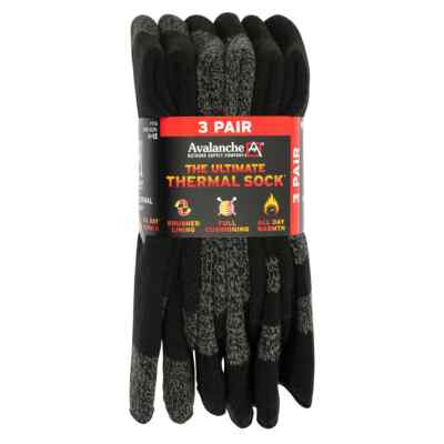 Avalanche Men's The Ultimate Thermal Crew Sock, 3 Pairs, Size 6-12 ...