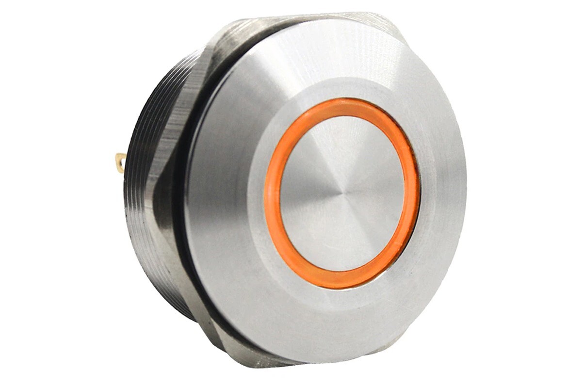 40mm Stainless Steel Latching Switch w Orange Amber Angel Eye Light LED ...