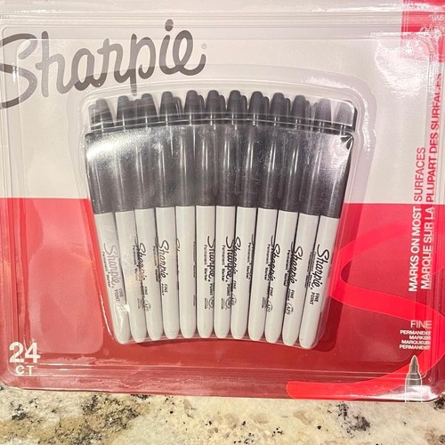 The Original Sharpie Permanent Fine Point Marker Black 24Pack Water ...
