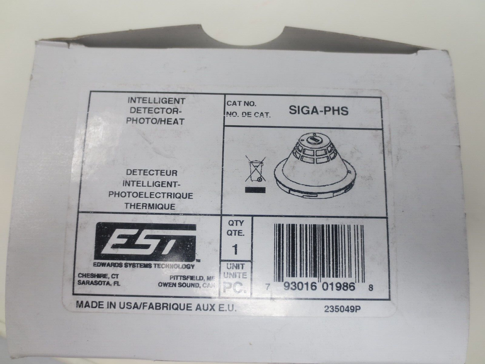 EDWARDS EST SIGA-PHS INTELLIGENT DETECTOR PHOTO /HEAT | eBay