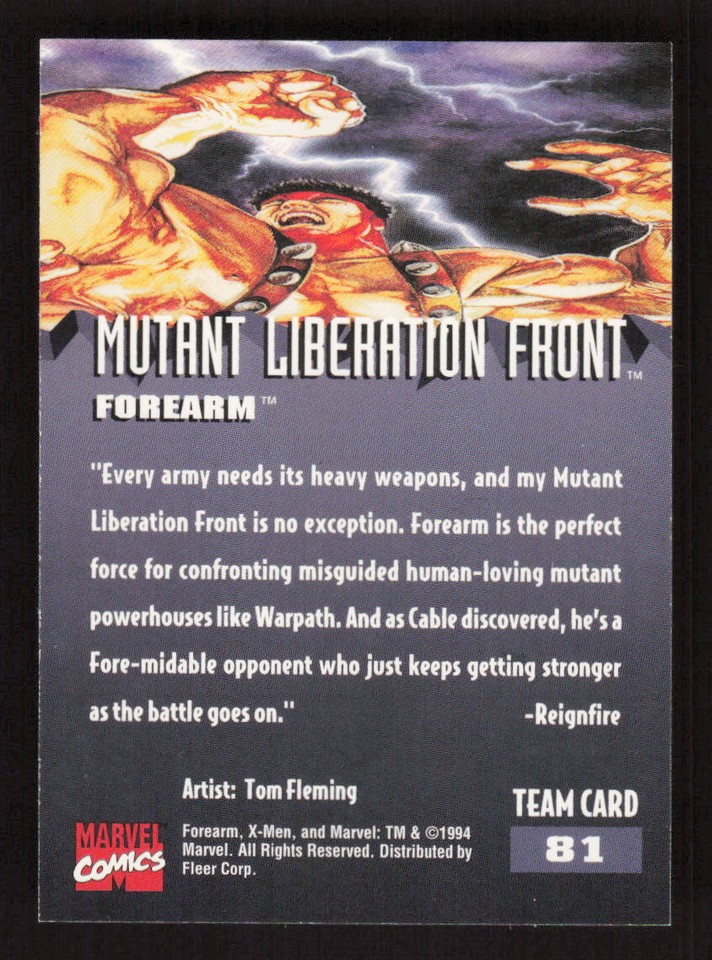 1995 Fleer Ultra X-Men #81 Forearm | eBay
