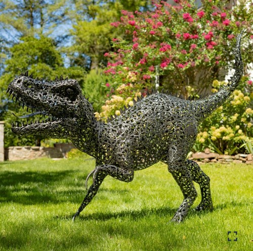 5.6FT. TALL CROUCHING TYRANNOSAURUS REX OUTDOOR METAL STATUE "T-BONE ...