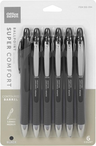 Office Depot® Retractable Ballpoint Pens With 1 Count (Pack of 6 ...