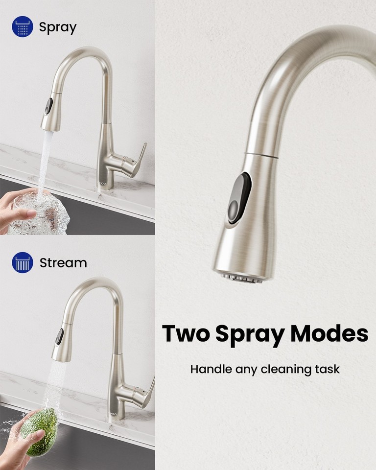 JOMOO Brushed Nickel/Chrome Kitchen Faucet, Pull Down Sprayer,Bar/RV | eBay