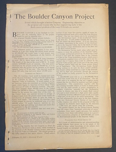 THE BOULDER DAM PROJECT 1928 Electrical World Editorial - Hoover Dam ...