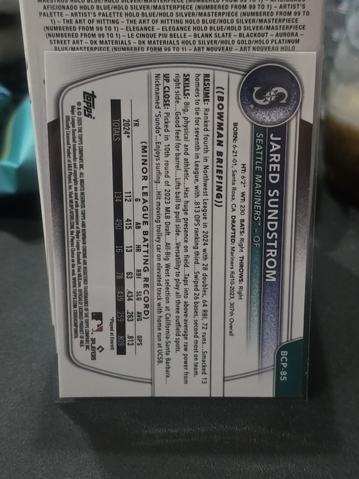 Jared Sundstrom 1st Chrome Reptilian Refractor 2025 Bowman Card #BCP-85 ...