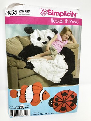 Simplicity 3955 Fleece Throw Bear Panda Lady Bug Clown Fish Nemo ...