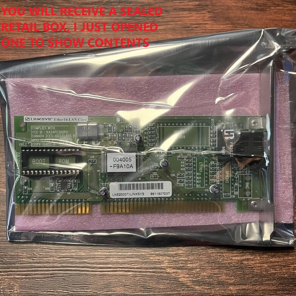 10BaseT ISA Network Card Linksys XTIDE Compatible 28-Pin EEPROM Socket ...