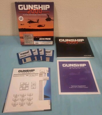 VTG • Gunship 2000 • IBM/PC • 3.5" Floppy Disk Game • 1991 • MicroProse ...