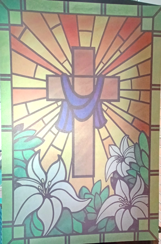 Jesus Resurrection Easter Window Cling Cross purple cloth Empty Tomb ...