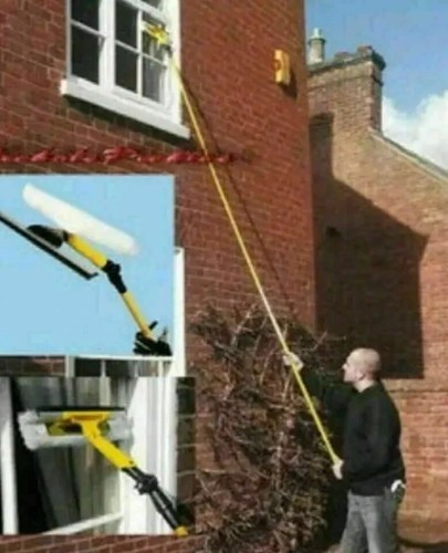 Extra Long Window Cleaning Kit Extendable Telescopic Squeegee Glass ...