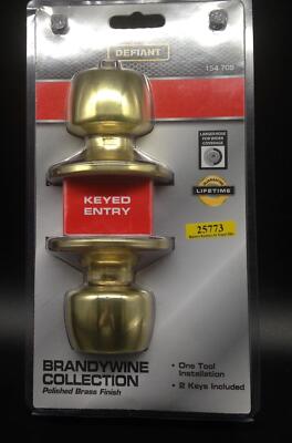 Defiant Brandywine Polished Brass Keyed Entry Door Knob New | eBay