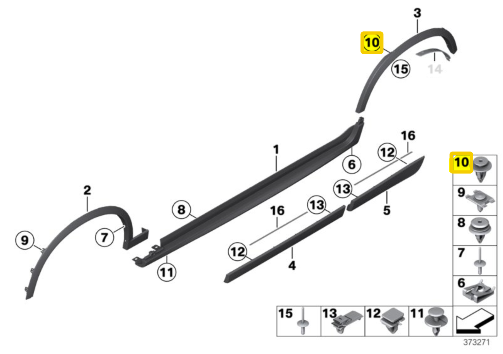 Echter BMW, MINI E70 E71 F25 F15 F26 Einstieg Clip 5x PC 51777171002 ...