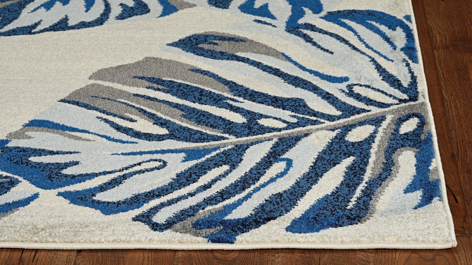 BORA BORA TROPICAL FOLIAGE AREA RUG - BLUE/GREY - 3'3" X 4'11" - FREE ...