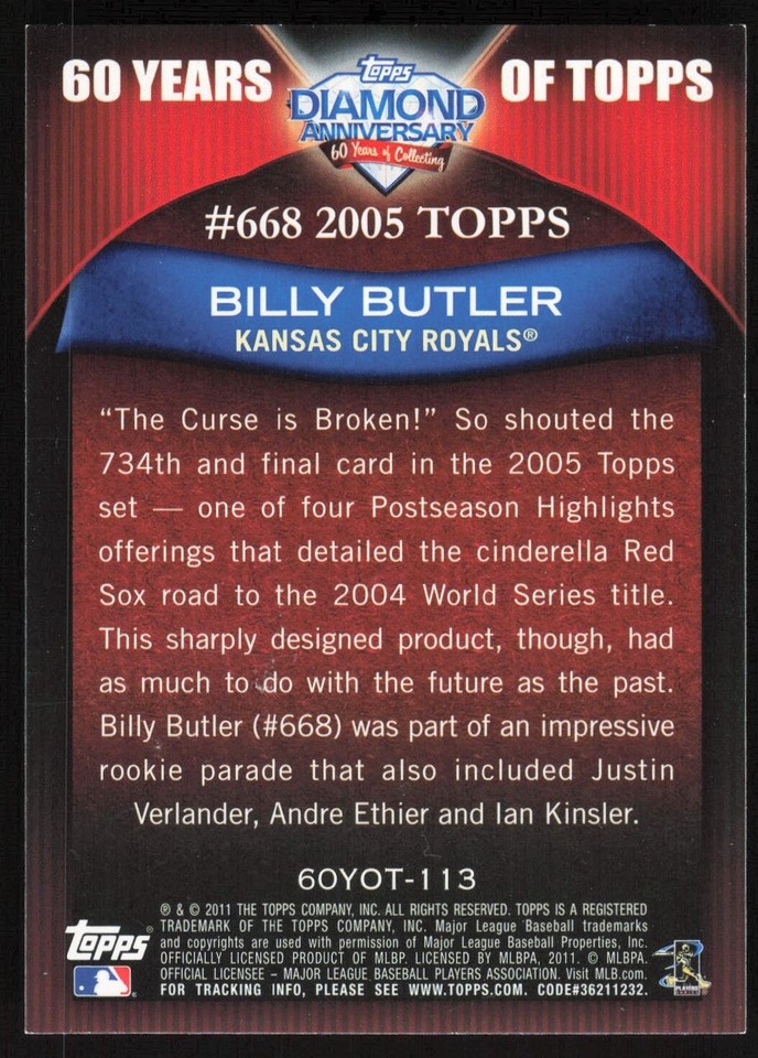 2011 Topps #60YOT-113 Billy Butler 60 Years Of Topps Card | eBay