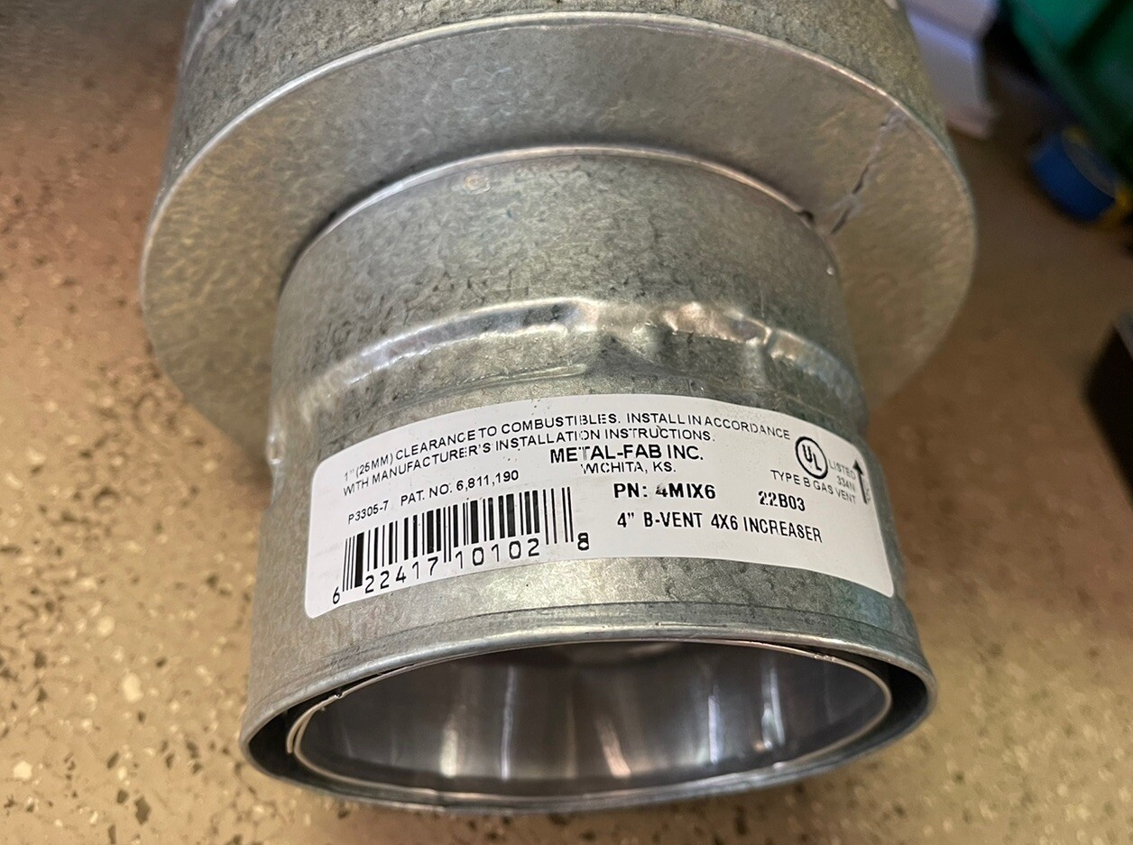Metal-Fab 4MIX6 4" B-Vent 4x6 Increaser New | eBay