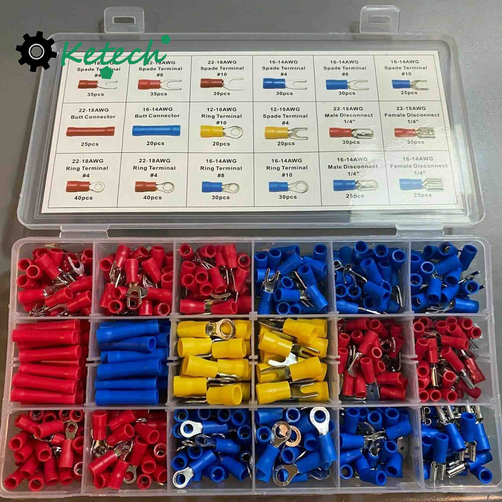 520PCS Insulated Assorted Electrical Wiring Connectors Terminals Set ...