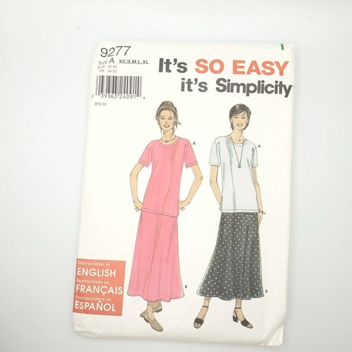 VTG Simplicity Sewing Pattern 9277 Top & Skirt, Size A, Uncut, New Old ...