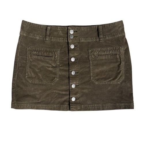 FREE PEOPLE Olive Corduroy Button-Front Mini Skirt Sz 30 Long | eBay
