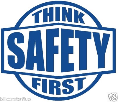 THINK SAFETY FIRST HARD HAT STICKER BLUE ON WHITE HARD HAT STICKER ...