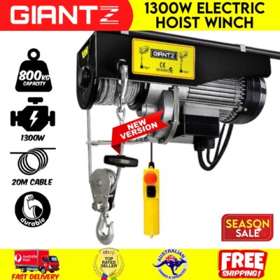 Electric Hoist Winch 800kg Gantry Crane Garage Ceiling Wire Rope Lift ...