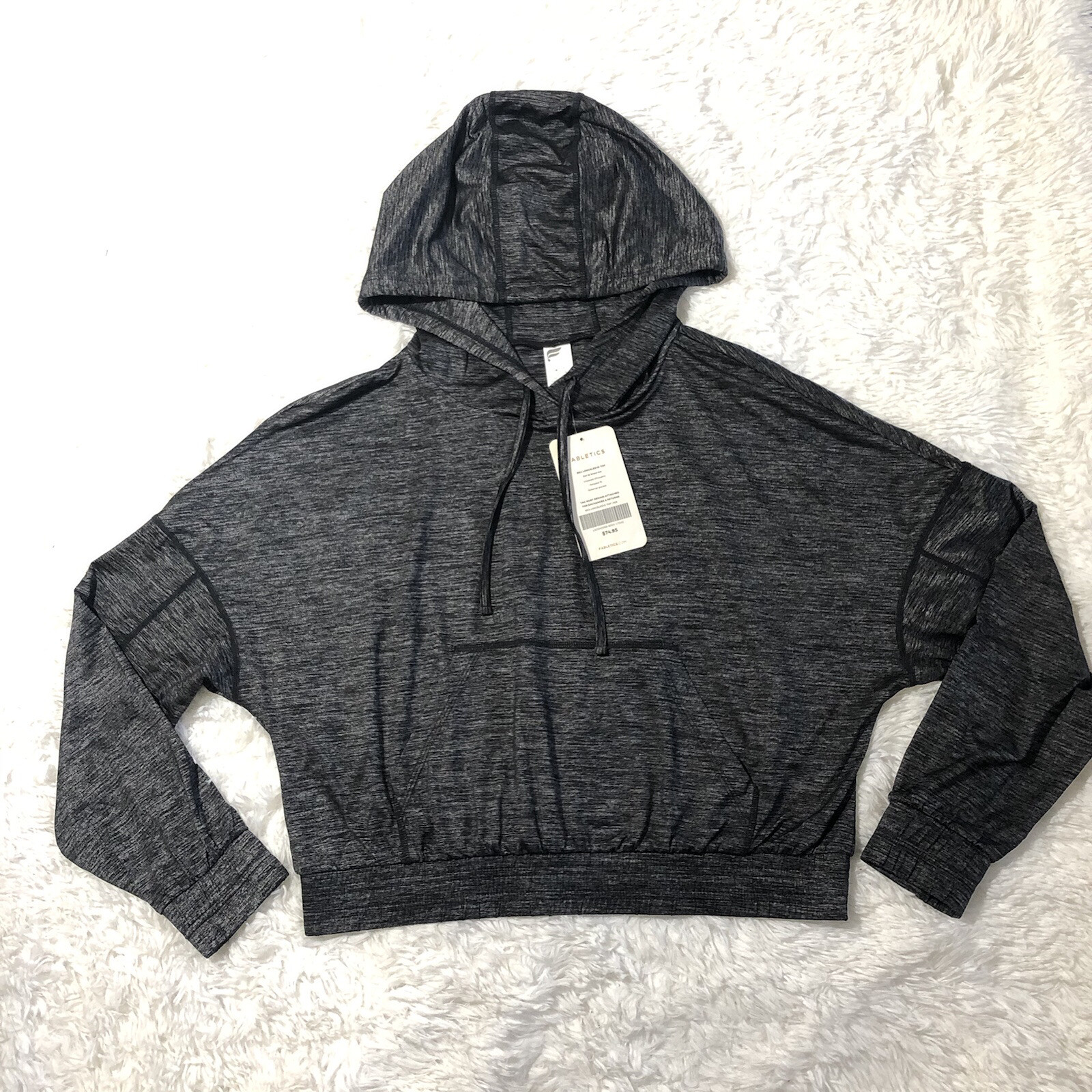 Fabletics Bea Gray Drawstring Pullover Hoodie Sweatshirt w/ Pocket ...