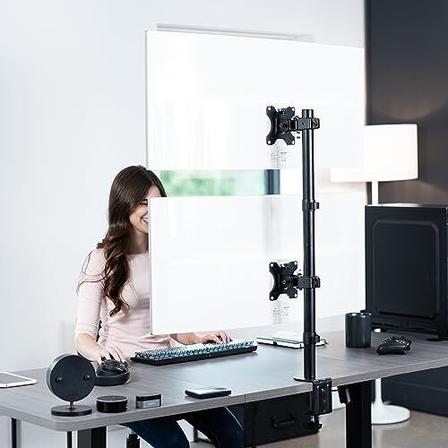 Dual Vertically Stacked Ultra-wide Monitor Desk Mount, Extra Tall Heavy ...