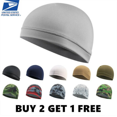 Dome Cap Wicking Helmet Liner Elastic FootBall Biker Beanie Hat Head ...