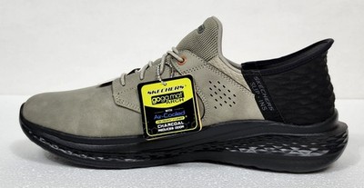 Skechers Men's Slip-Ins Size 13 Gray Cement Black Relaxed Fit Slade ...