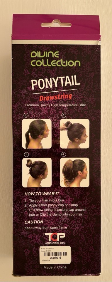 Women’s Drawstring Straight Long Ponytail Hair Extension Dark Brown ...