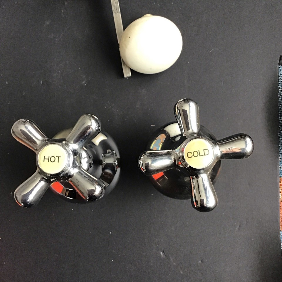 Vintage Chrome Faucet Hot and Cold Handles + Bonus Door Handles | eBay