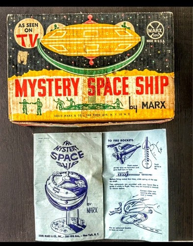 Vintage 1950s Marx Toys Mystery Space Ship Flying Saucer W/ Box & Accessories | eBay