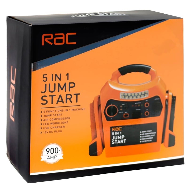 RAC 5 - 1 Car Jump Starter 12V Portable Air Compressor Booster Charge ...