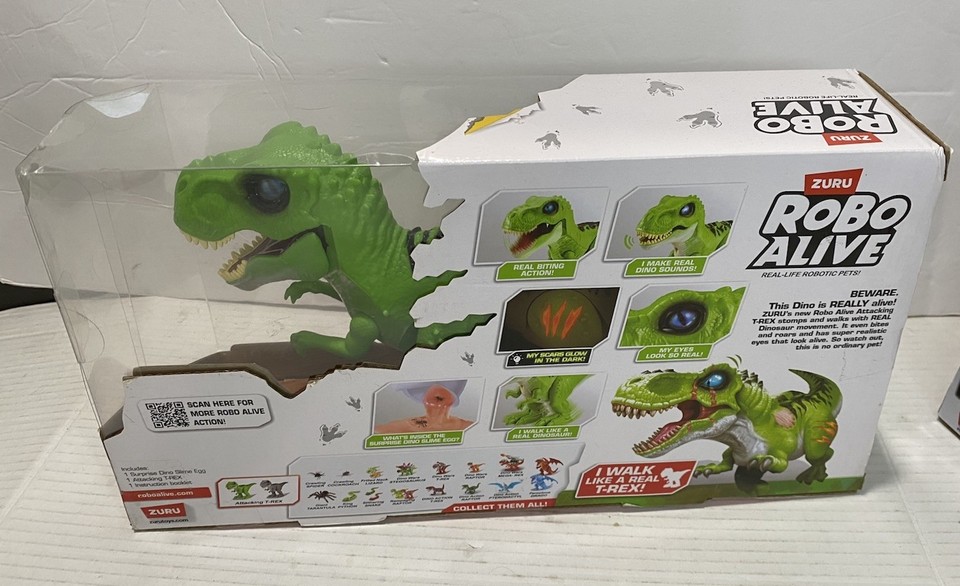 2 Pack Set - Zuru Robo Alive Dino Wars - T-Rex & Raptor Zuru Light Up ...