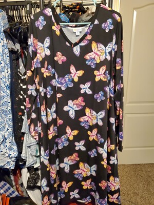 NWT - LuLaRoe XL Emily Dress - butterflies | eBay