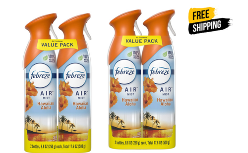 Febreze Air Freshener Spray 4 Pack - Hawaiian Aloha 8.8oz Car, Room ...