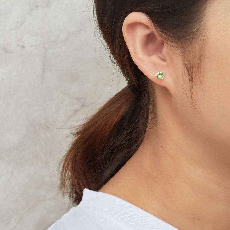 Sterling Silver Light Green Earrings Created with Zircondia® Crystals ...